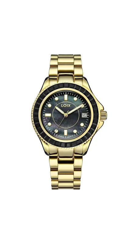 Reloj para mujer Loix Ref L1159-1 Gold-Negro 💰 » Precio Colombia